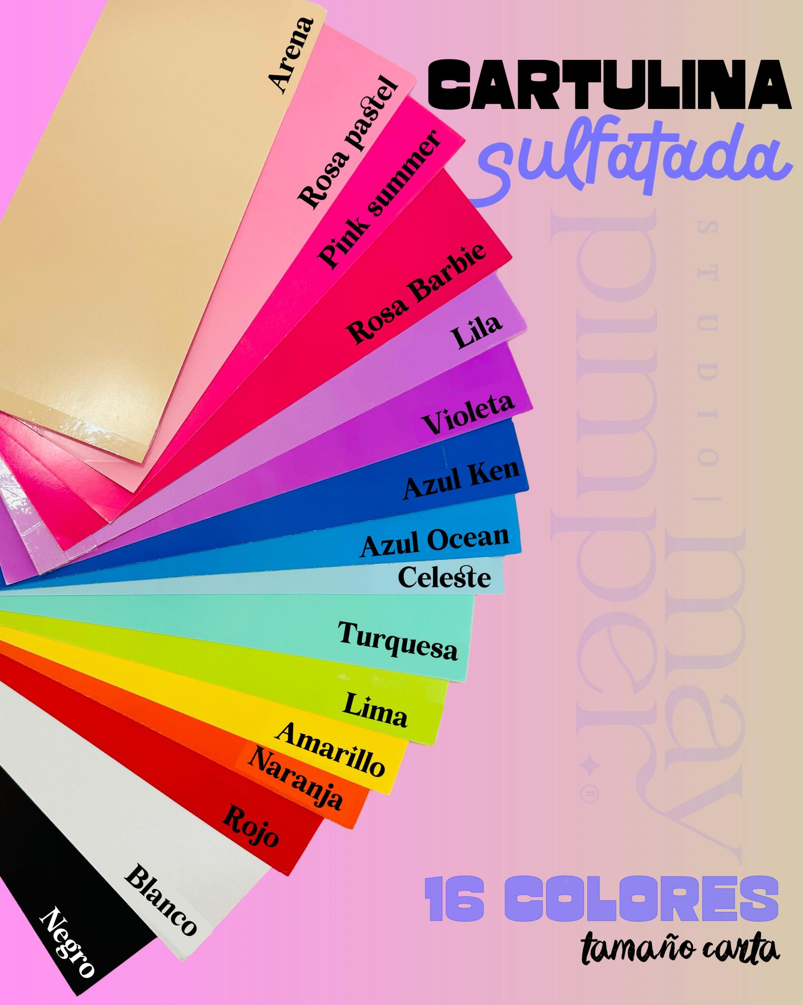 Cartulina Sulfatada de 230 gr Tamaño Carta Paq. 50 piezas – Studio May ...